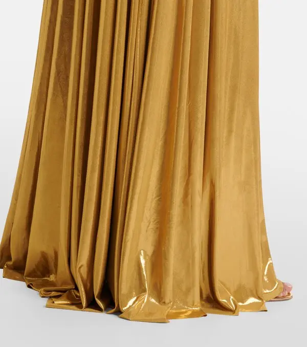Norma Kamali Off-shoulder Lamè Gown
