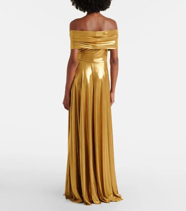 Norma Kamali Off-shoulder Lamè Gown
