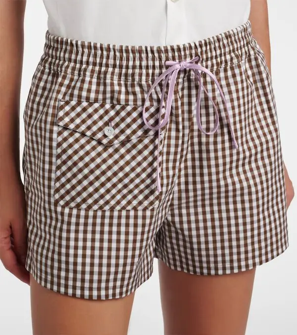 Valentino Garavani Gingham Cotton Poplin Shorts - Brown