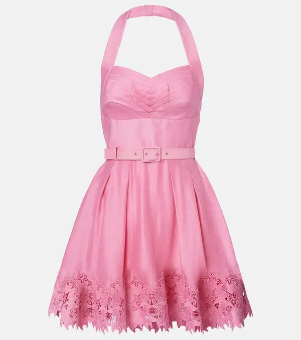 Rebecca Vallance Petalite Lace-trimmed Minidress - Pink