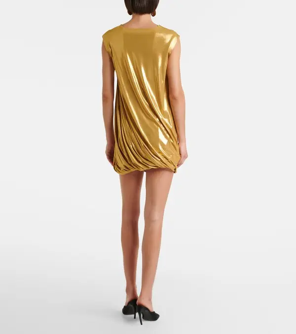 Norma Kamali Draped Lamé Minidress