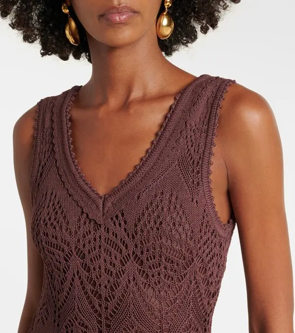 Staud Roan Open-knit Midi Dress - Brown