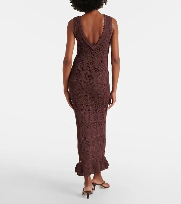 Staud Roan Open-knit Midi Dress - Brown