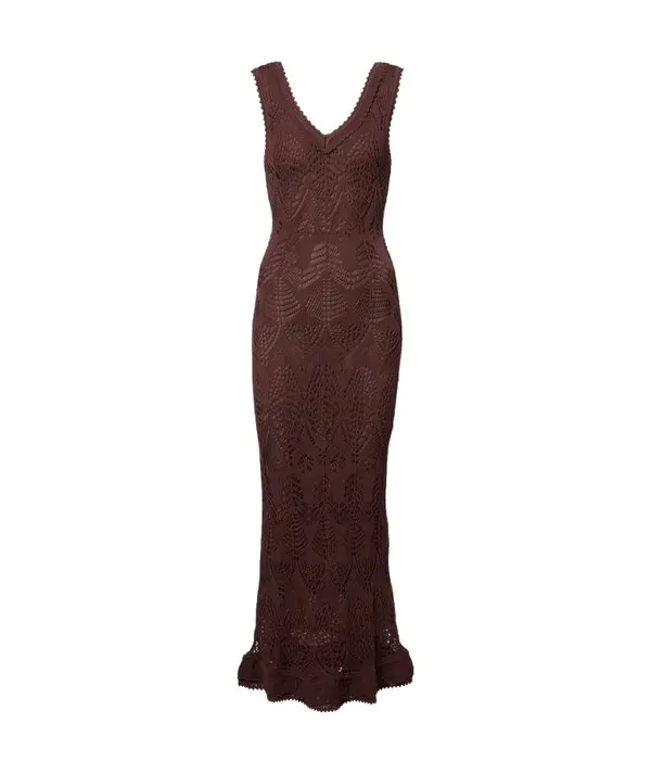Staud Roan Open-knit Midi Dress - Brown