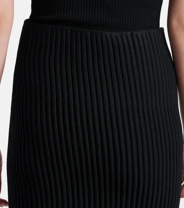 Alaïa Fringed Ribbed-knit Skirt