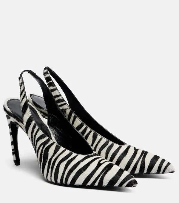 Attico Viper Zebra-print Calf Hair Pumps - White