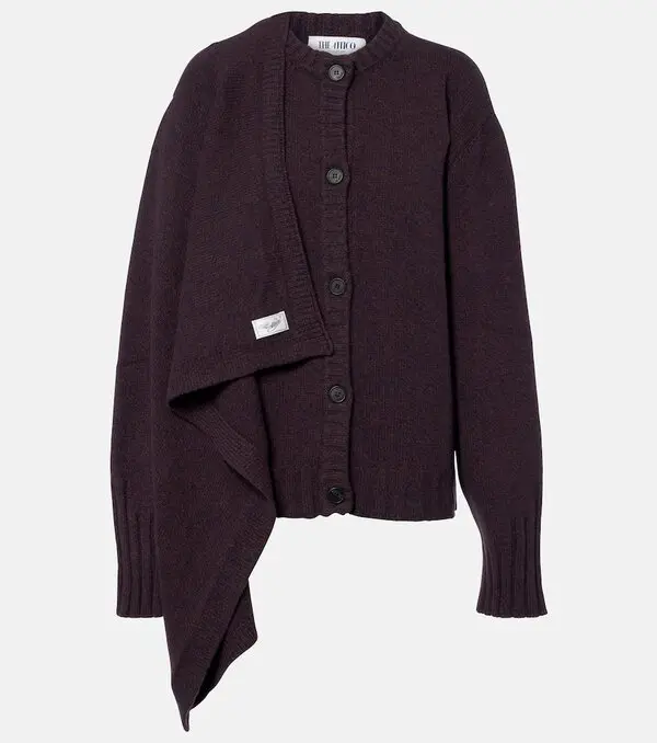 Attico Scarf-detail Wool And Cashmere Cardigan - Brown