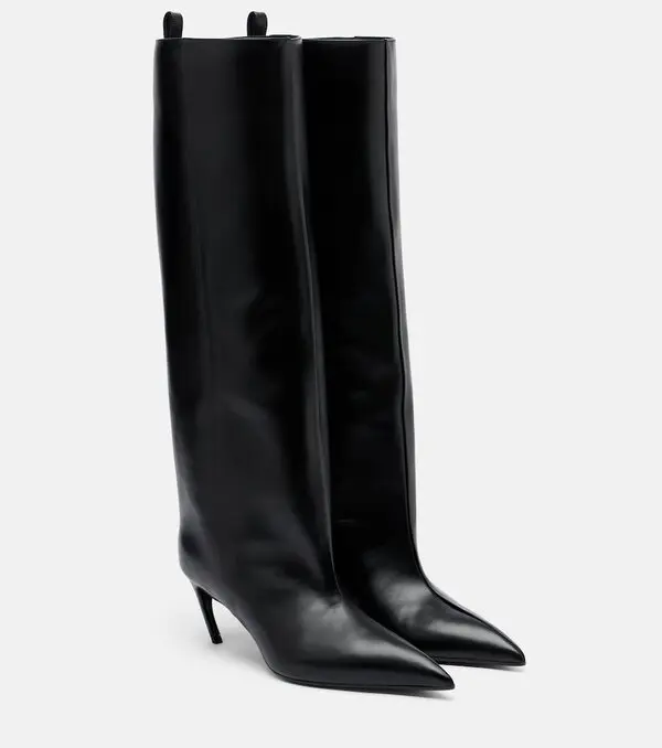 Attico Lea Leather Knee-high Boots - Black