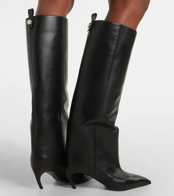 Attico Lea Leather Knee-high Boots - Black