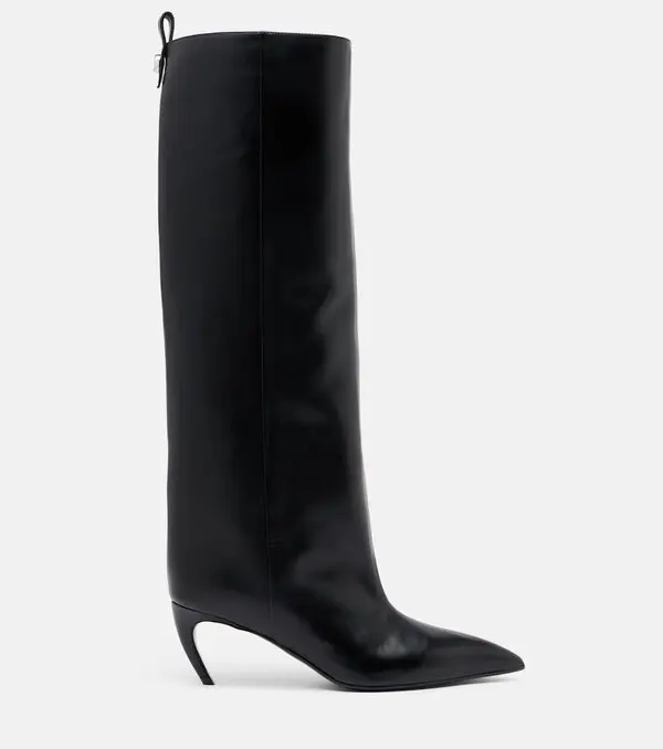 Attico Lea Leather Knee-high Boots - Black