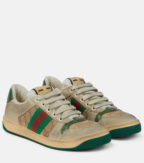 Gucci Screener Leather Sneakers - Beige