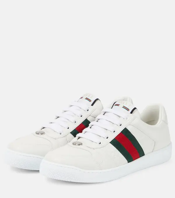 Gucci Screener Leather Sneakers - White
