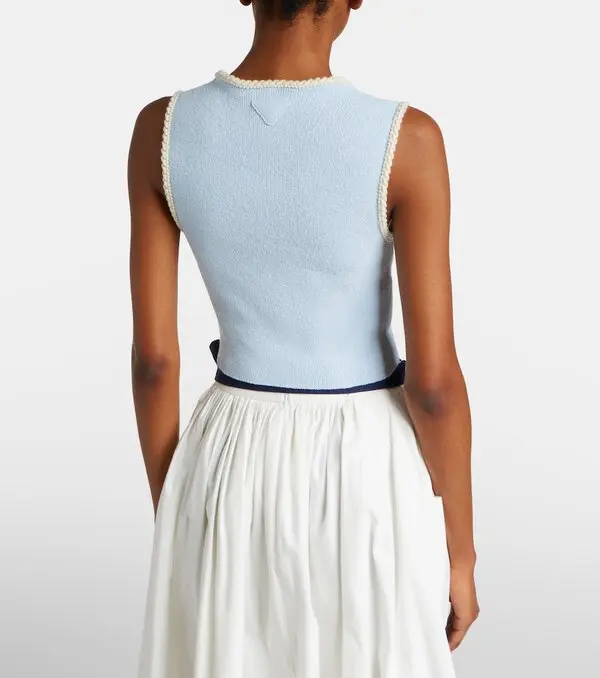Prada Embellished Cotton-blend Bouclé Crop Top