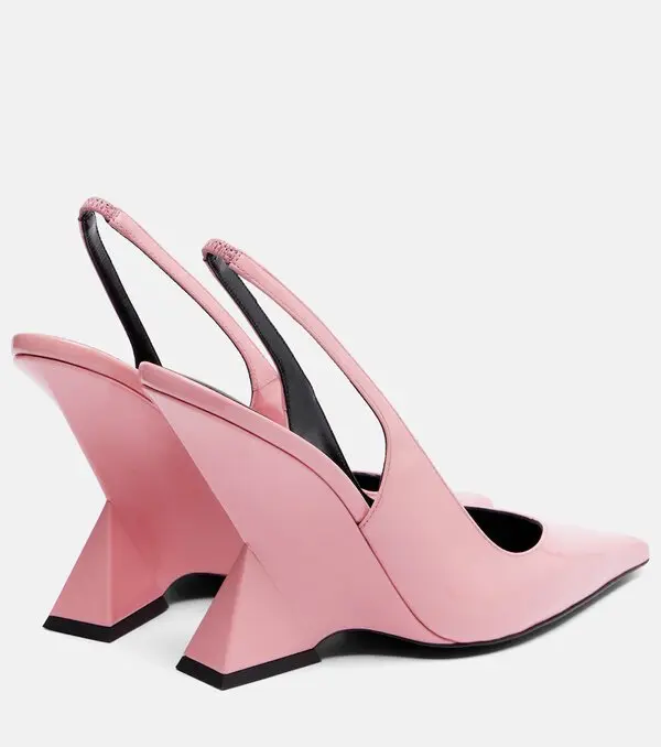 Attico Cheope Patent Leather Slingback Wedges - Pink