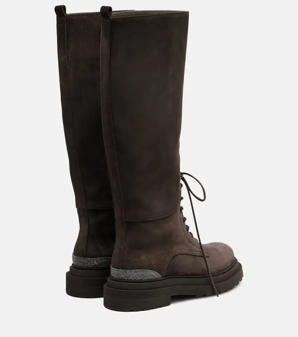 Brunello Cucinelli Monili Suede Lace-up Boots
