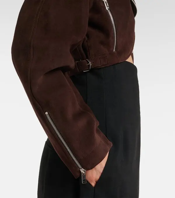 Alaïa Cropped Suede Biker Jacket