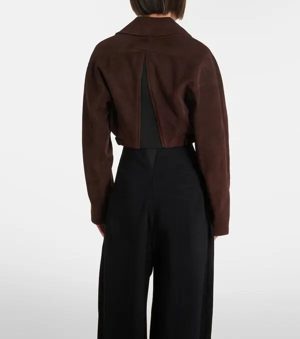 Alaïa Cropped Suede Biker Jacket