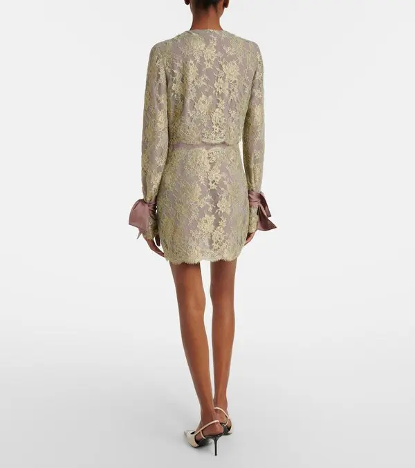 Saint Laurent Lace Trimmed Minidress - Gold