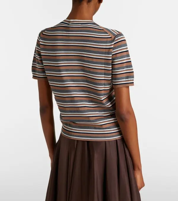 Prada Striped Cotton And Silk T-shirt