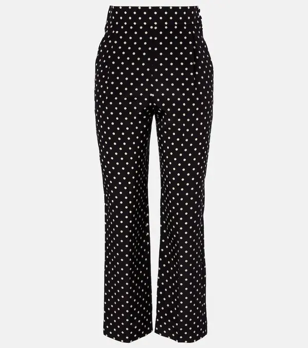 Valentino Garavani Silk Crêpe De Chine Polka-dot Straight Leg Pants - Black