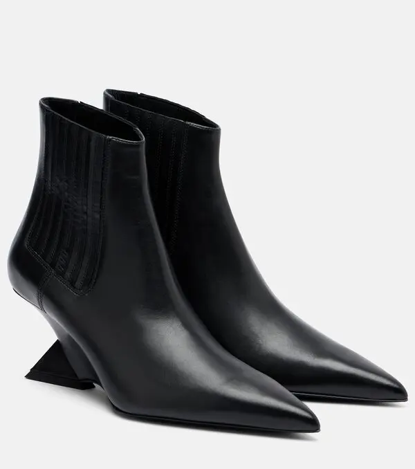 Attico Cheope Leather Ankle Boots - Black
