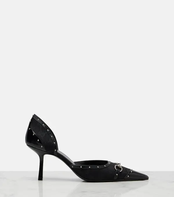 Gucci Savoy Horsebit Gg Canvas Pumps