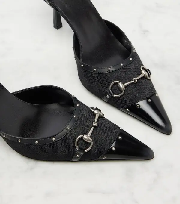 Gucci Savoy Horsebit Gg Canvas Pumps