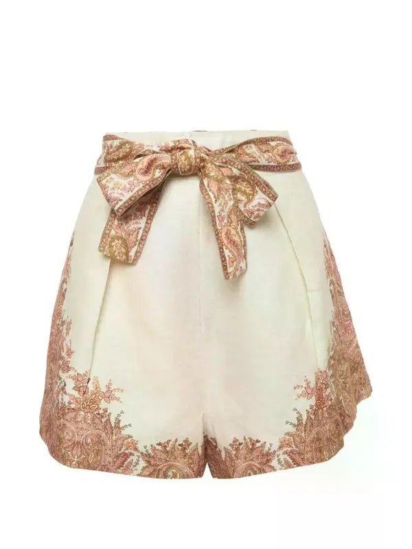 Zimmermann Brighton Paisley-print Linen Mini Shorts - White