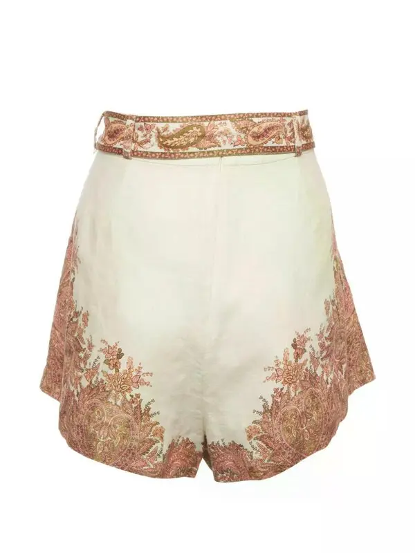 Zimmermann Brighton Paisley-print Linen Mini Shorts