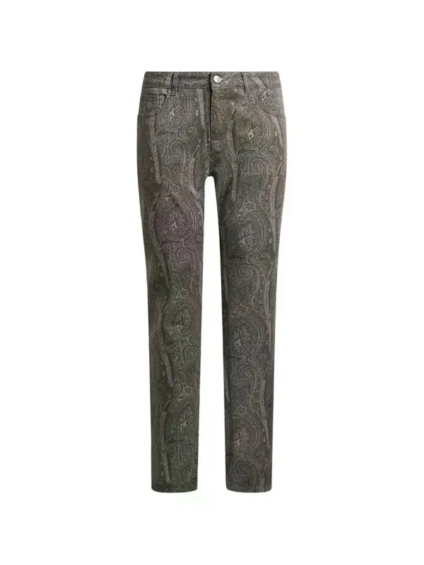 Etro Regular-fit Cotton Denim Jeans With Arnica Motif - Grey