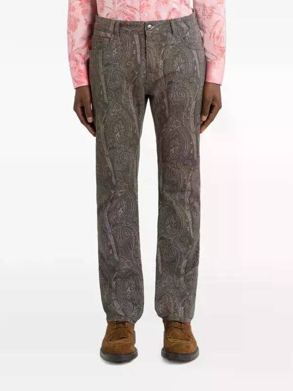 Etro Regular-fit Cotton Denim Jeans With Arnica Motif