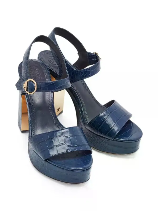 Tory Burch Martine Croc-embossed Platform Sandals - Blue
