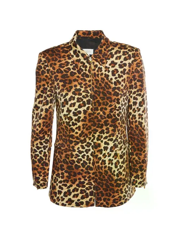 Max Mara Leopard Print Zip Up Blazer - Neutrals