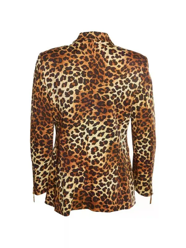 Max Mara Leopard Print Zip Up Blazer