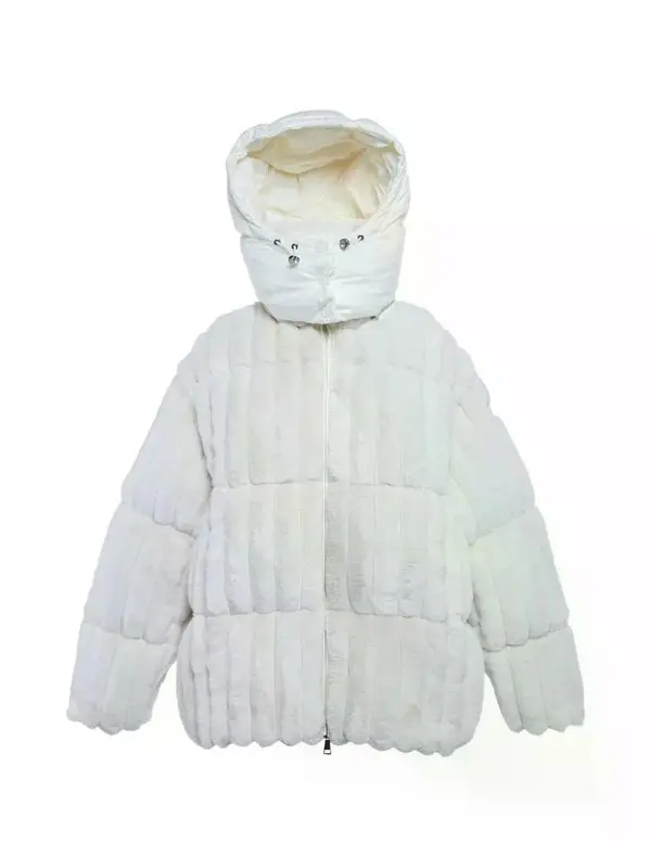 Moncler Pedrix Faux Fur Down Jacket - White