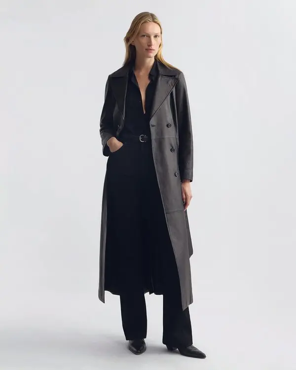 NILI LOTAN Arsene Leather Trench Coat