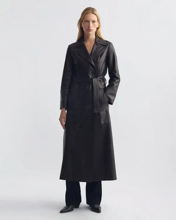 NILI LOTAN Arsene Leather Trench Coat
