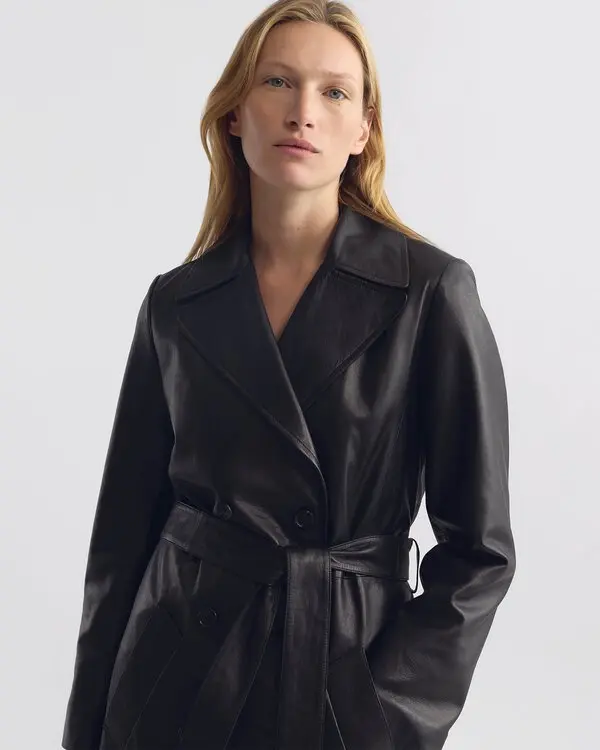 NILI LOTAN Arsene Leather Trench Coat
