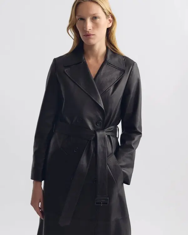 NILI LOTAN Arsene Leather Trench Coat