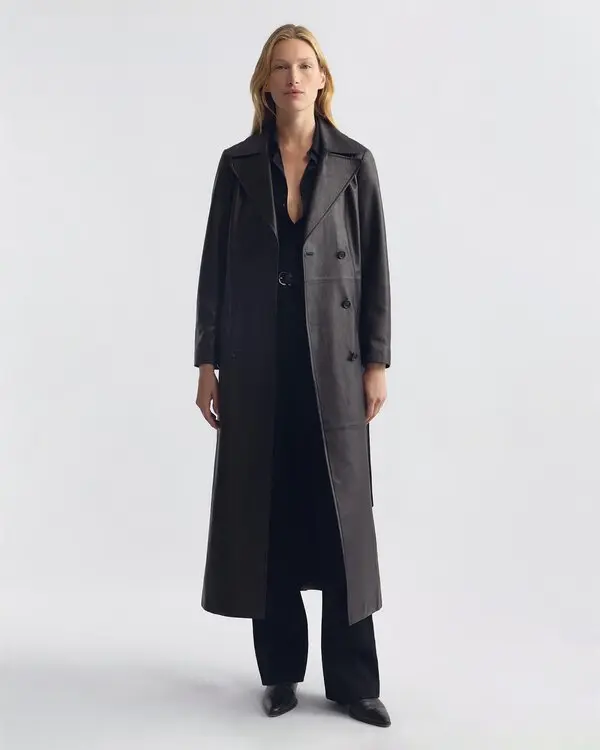 NILI LOTAN Arsene Leather Trench Coat