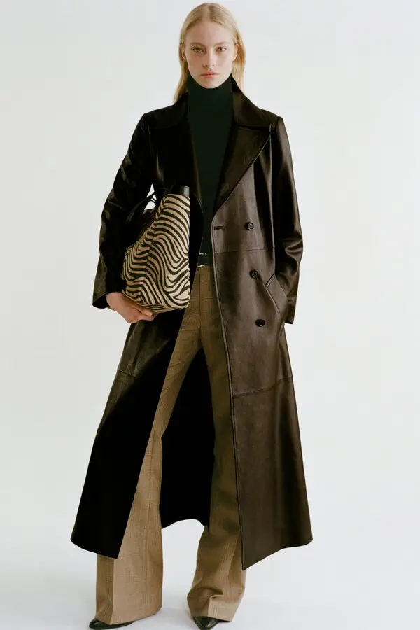 NILI LOTAN Arsene Leather Trench Coat