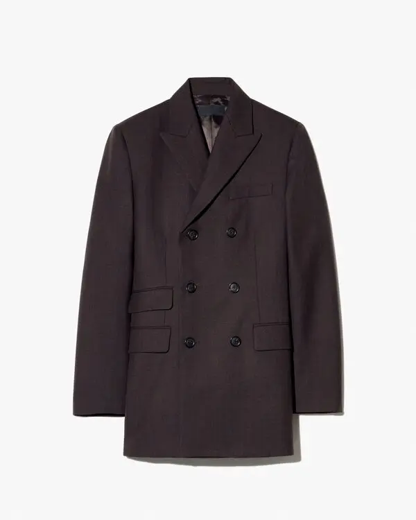 NILI LOTAN Double-breasted Wool Jacket - Brown Herringbone