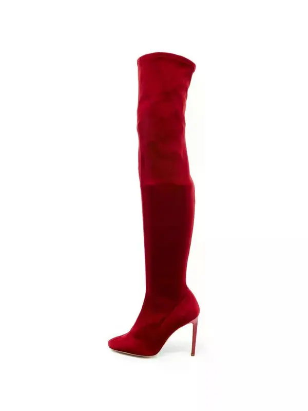 Carolina Herrera Velvet Over-the-knee Boots - Red