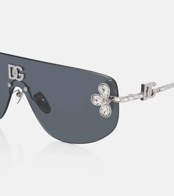 Dolce & Gabbana Embellished Aviator Sunglasses - Silver