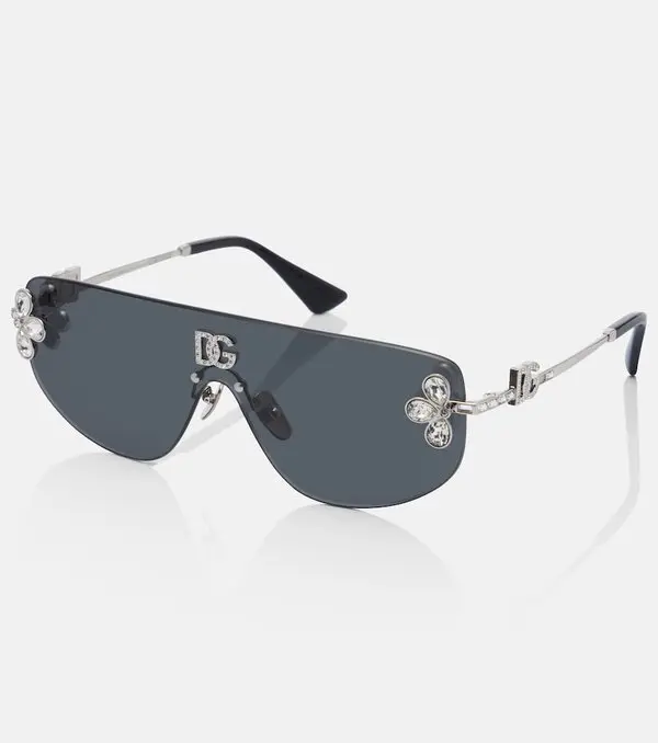 Dolce & Gabbana Embellished Aviator Sunglasses - Silver