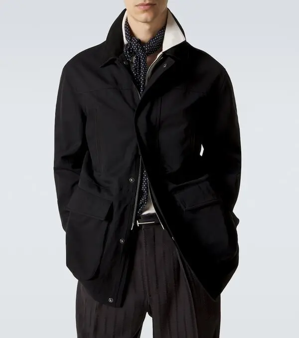 TOM FORD Cotton And Silk Twill Field Jacket In Ivory Glow