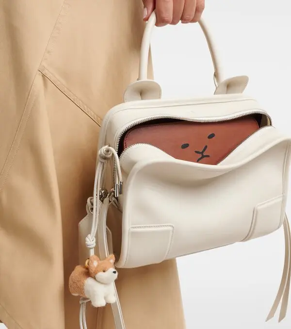 Loewe Corgi Bag Charm In Wool And Calf Leather