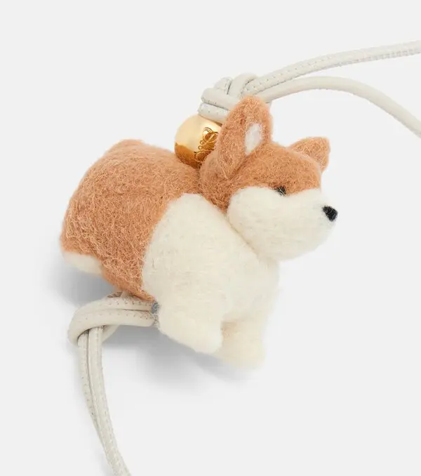 Loewe Corgi Bag Charm In Wool And Calf Leather