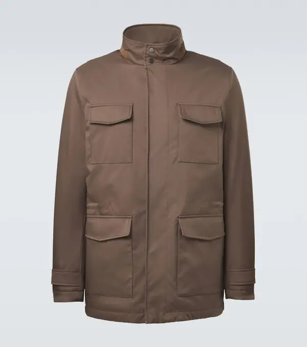 Kiton Suede-trimmed Technical Jacket - Brown