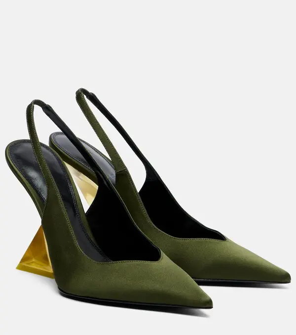 Attico Cheope Satin Slingback Wedges